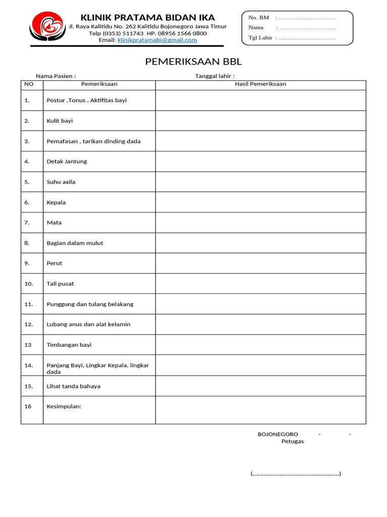Pemeriksaan BBL (Ya) | PDF