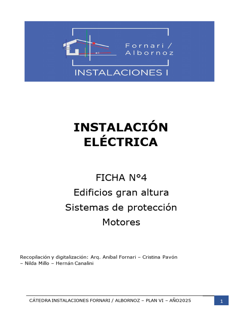 Ficha N°4 Edificios Gran Altura, Protecciones y Motores | PDF | Motor eléctrico | Corriente ...