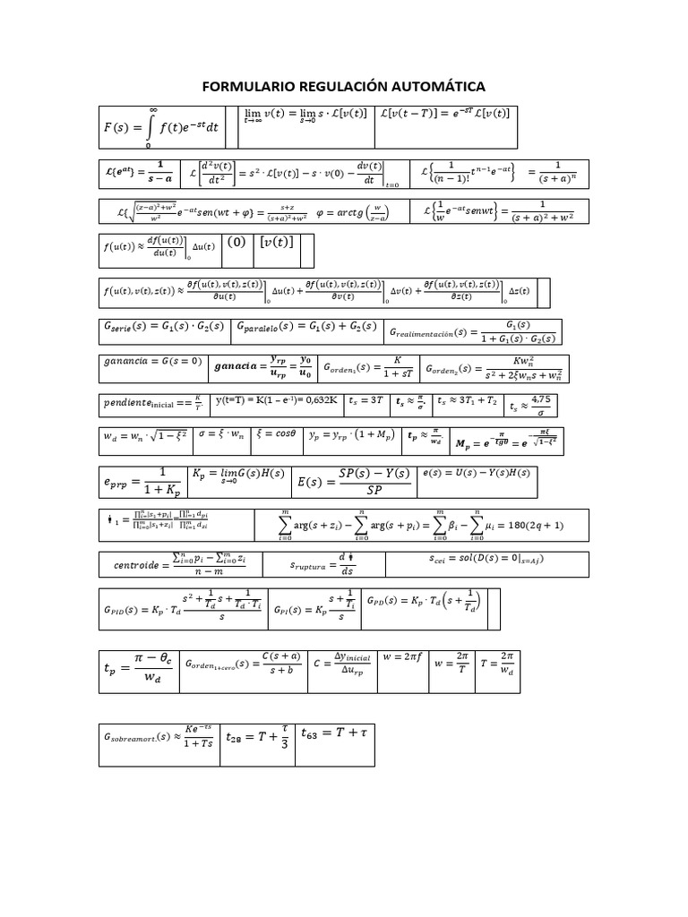 FORMULARIO Automática | PDF