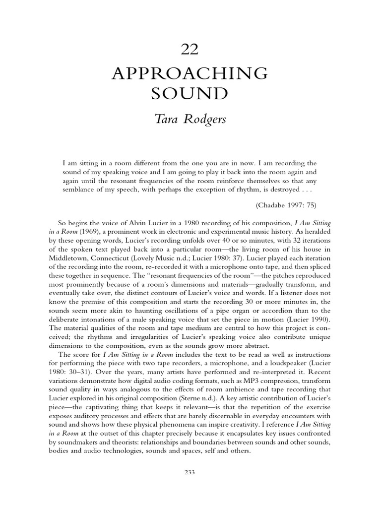 Tara Rodgers, 'Approaching Sound' | PDF | Sound | Hearing
