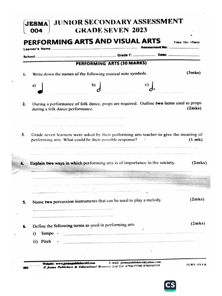 Jesma JSS 004performingvisual Arts | PDF