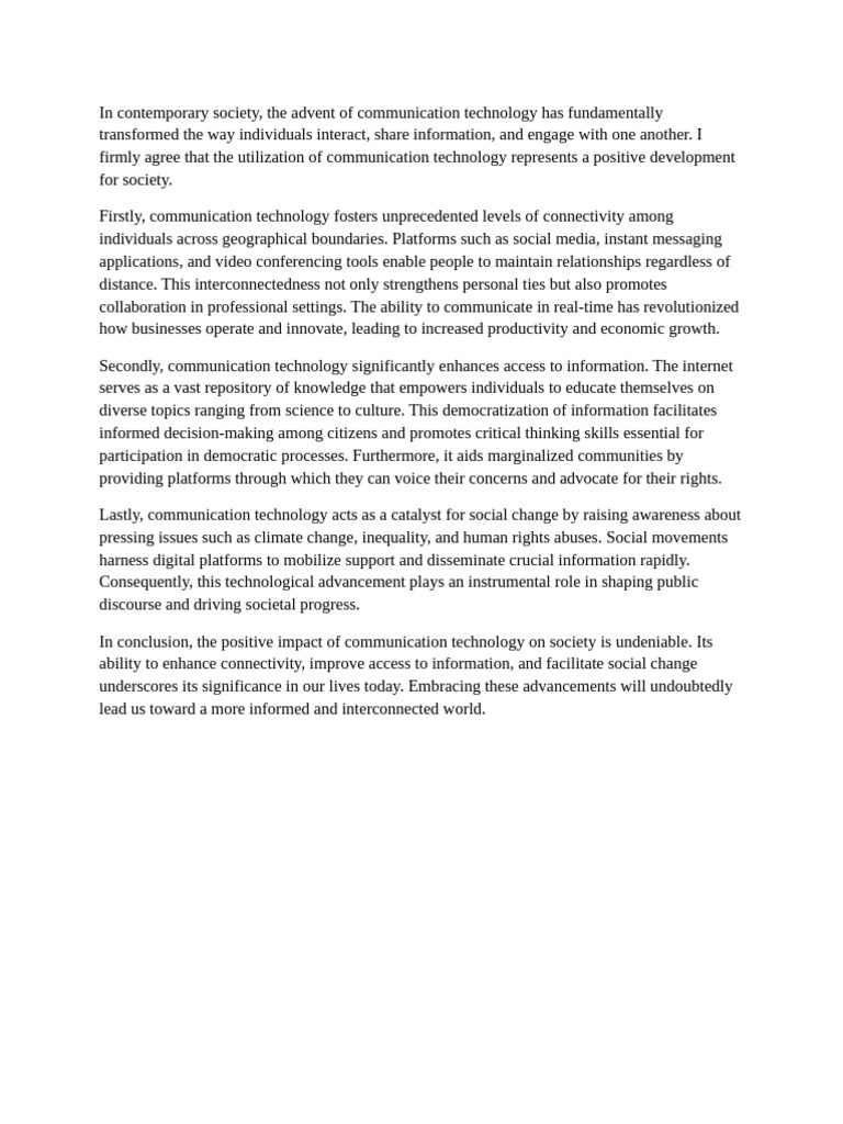 Impact of Communication Technology on Community | PDF