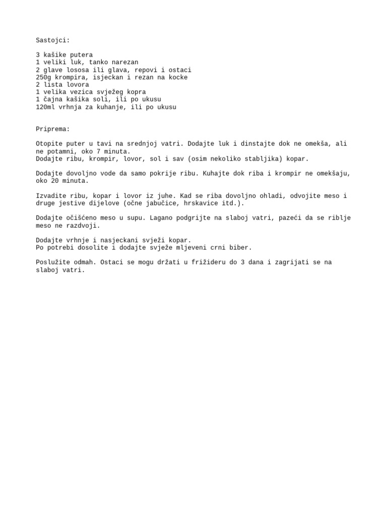 Supa Od Glava Lososa | PDF