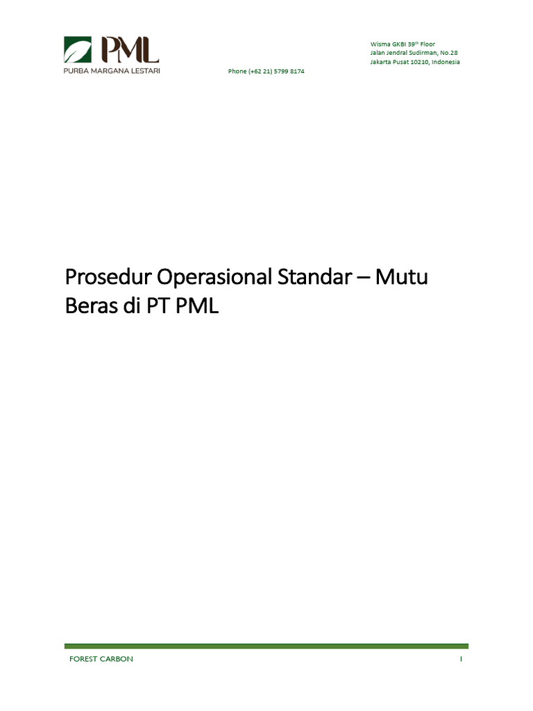 SOP - Kualitas Beras PT PML | PDF