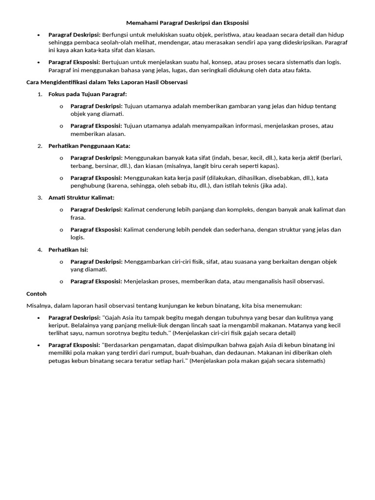 Memahami Paragraf Deskripsi Dan Eksposisi | PDF