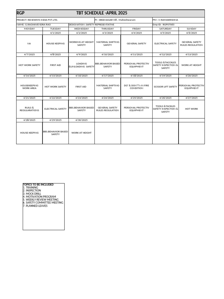 RGP April 25 Monthly Activity Plan | PDF | Chess Theory | Chess