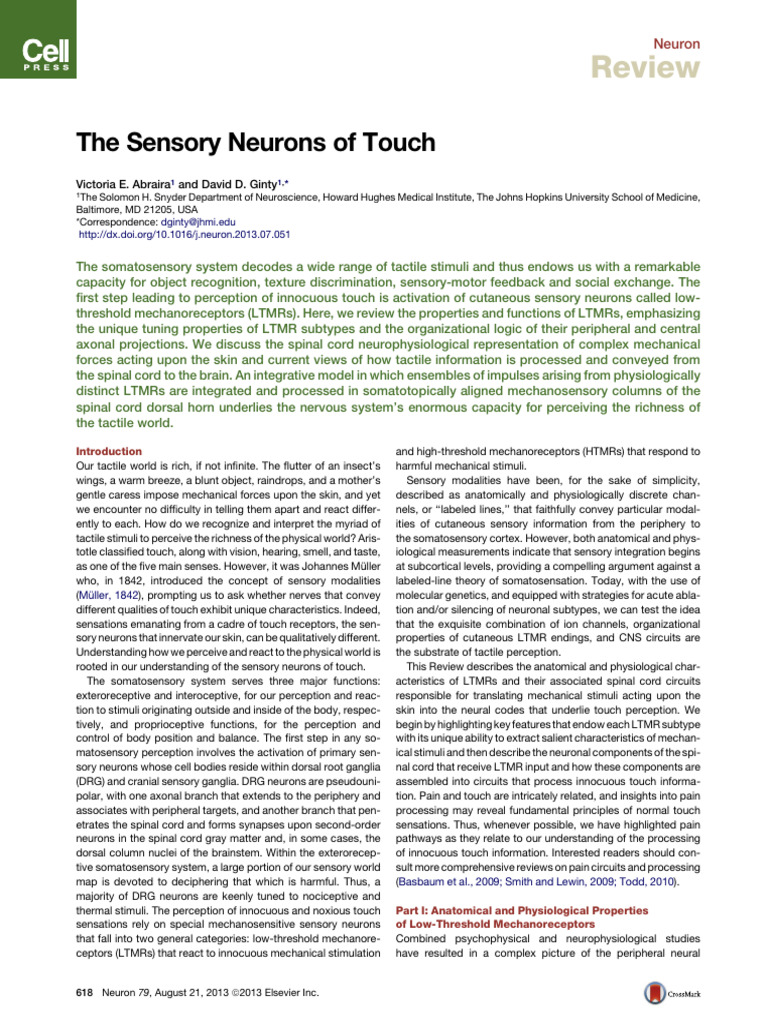 Abraira, V. E., & Ginty, D. D. (2014) - The Sensory Neurons of Touch ...