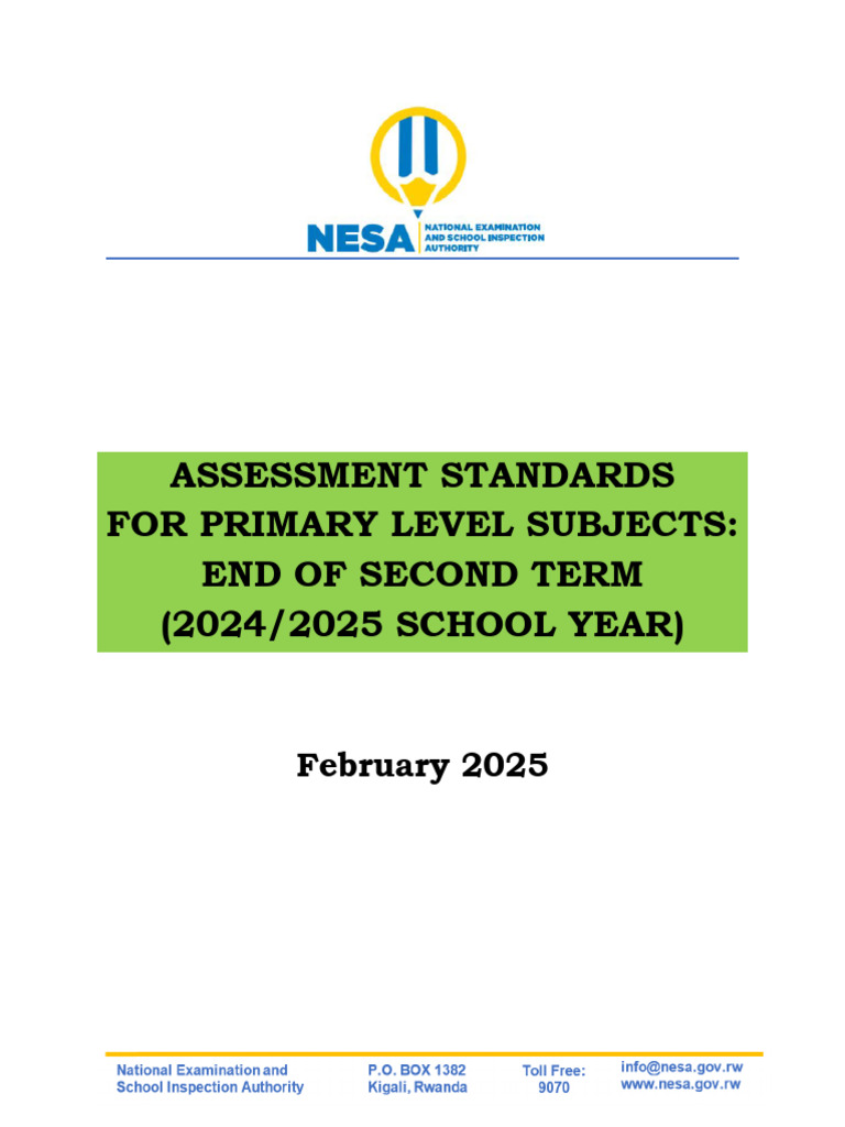 P1-P6 Assessment Standards T2 2024-2025 Signed | PDF | Educational ...