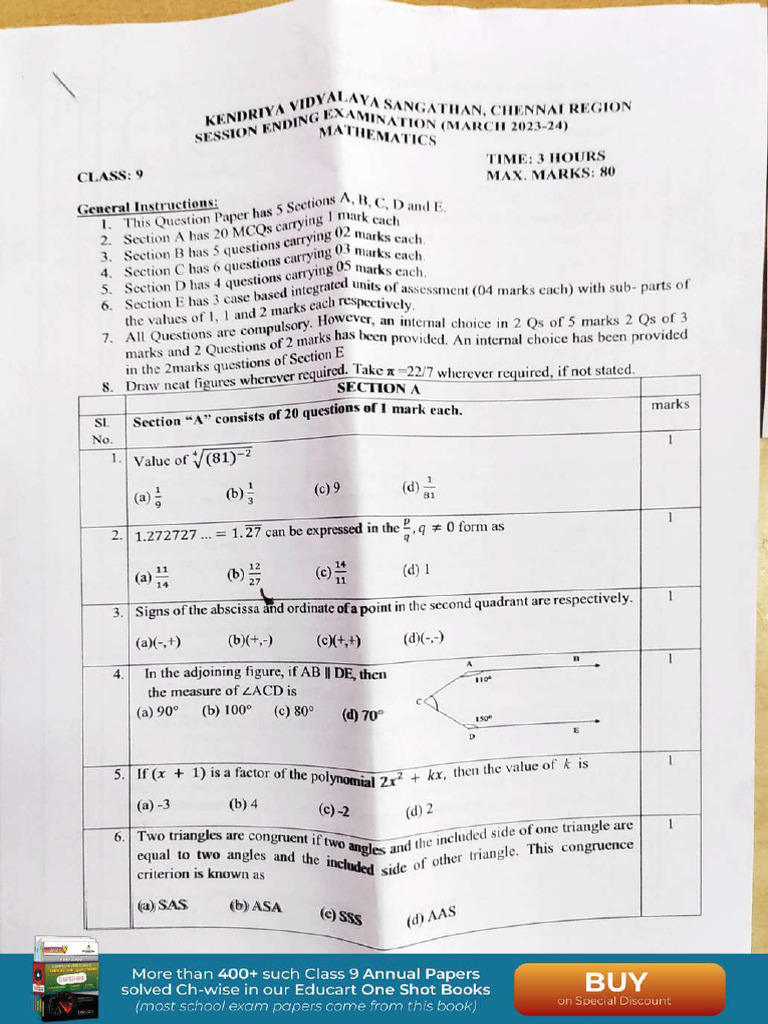 Kendriya Vidyalaya Paper 12 Maths | PDF