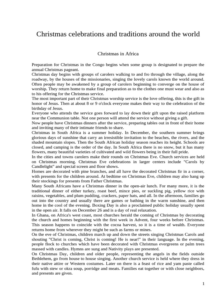 Christmas Celebrations and Traditions Around The World | PDF ...