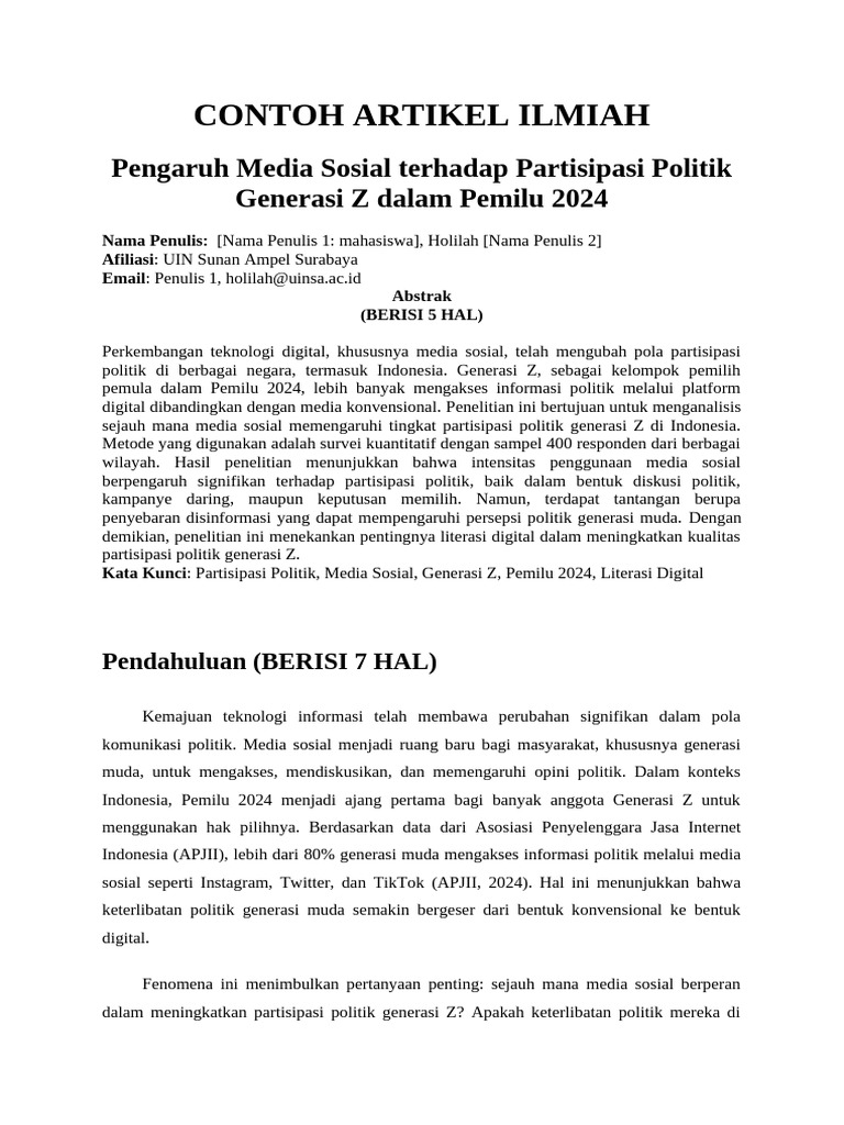Contoh Artikel Ilmiah | PDF