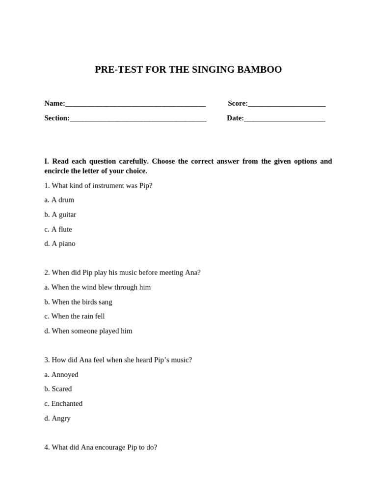 Pre Test Questionnaire 2 | PDF