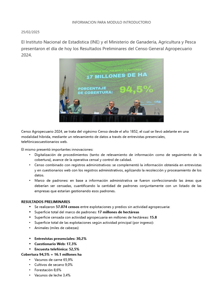 Censo Agrop 2024 Resultados Preliminares | PDF | Agricultura