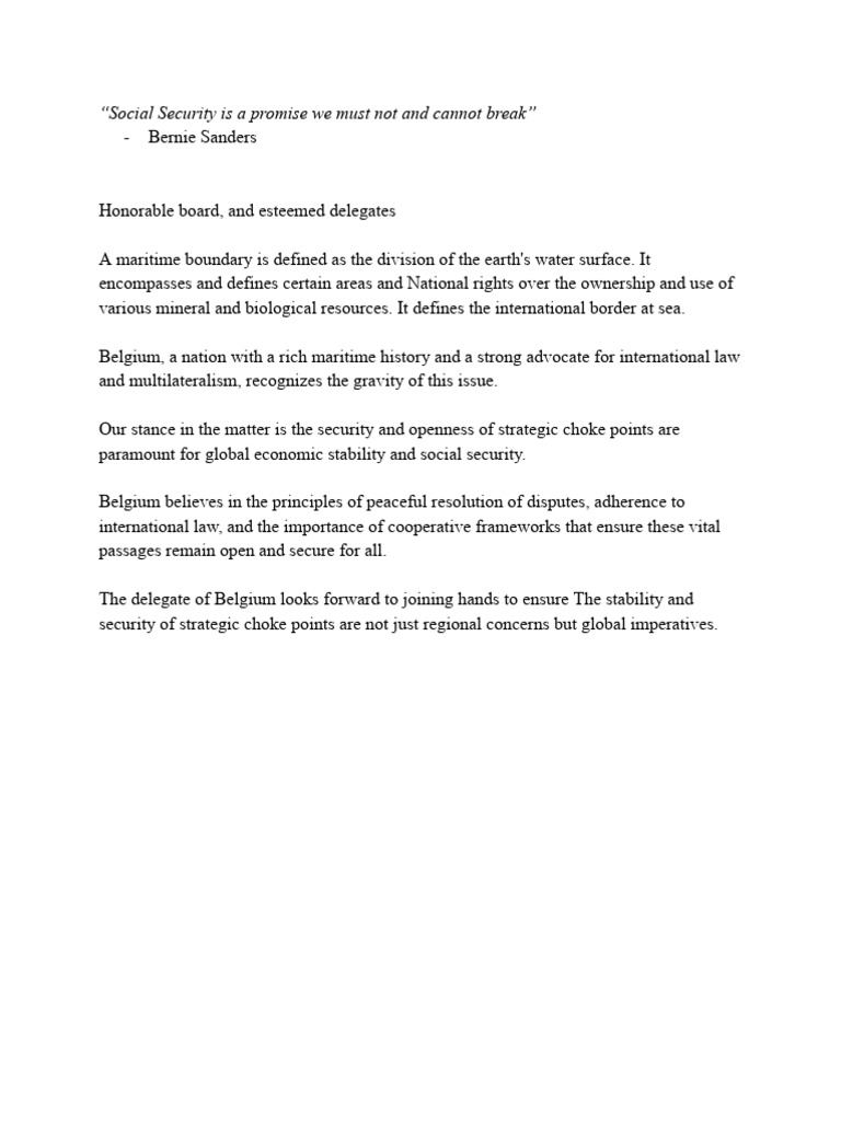 Opening Speech Demo - Belgium (Ecosoc) | PDF