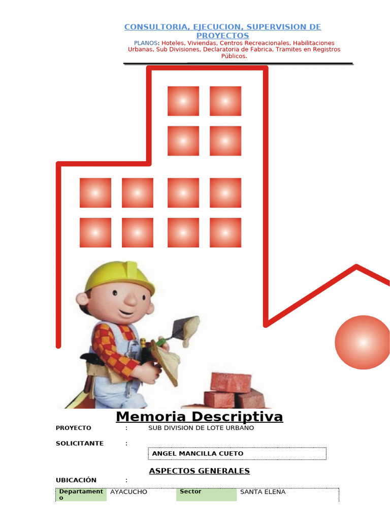Memoria Descriptiva Lote 2 Angel Mancilla Impr | PDF