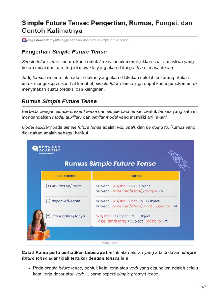 English-Academy - Id-Simple Future Tense Pengertian Rumus Fungsi Dan ...