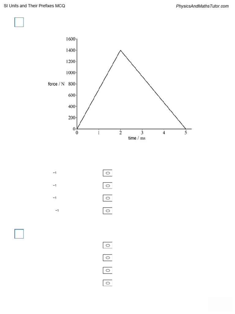 SI Units and Prefixes MCQ Test | PDF | Force | Kilogram