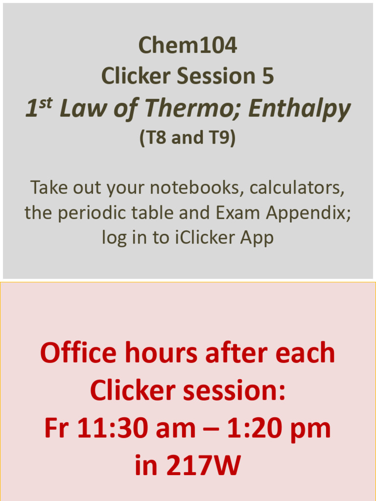 Clicker 05 - Topics 8 and 9 - Calorimetry Heats of Reactions | PDF | Ph ...