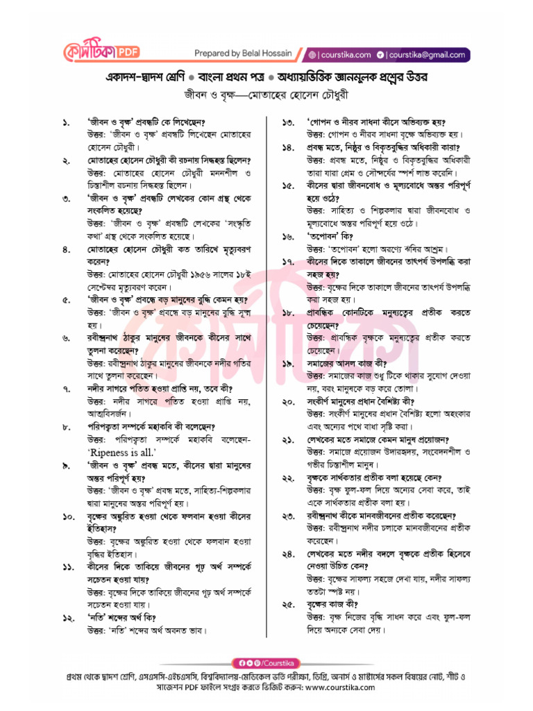 Jibon o Brikkho | PDF