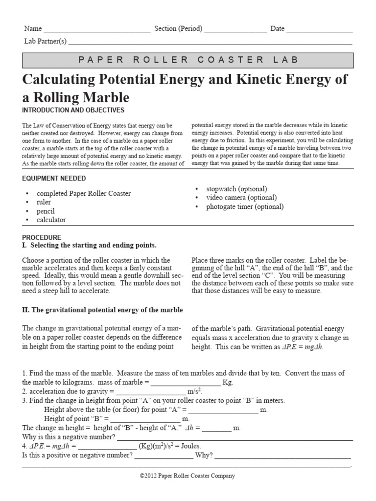 Calculating Energy Answer Key | PDF | Kinetic Energy | Mass