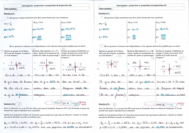 Correction Interro Proportion | PDF