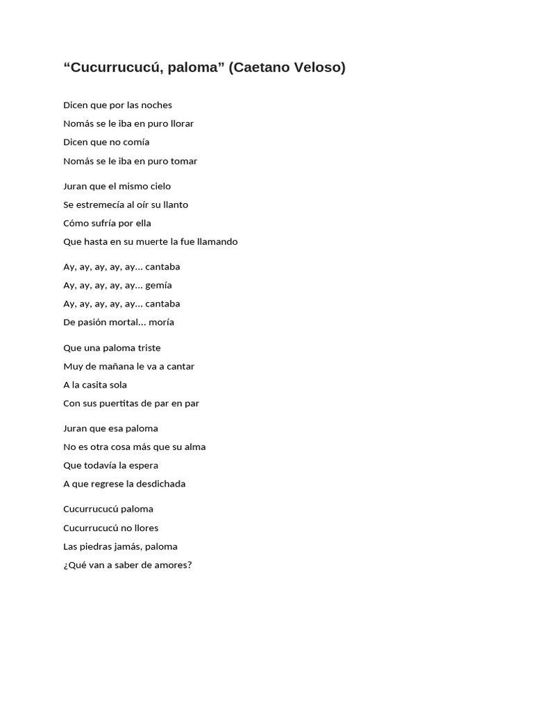 Cucurrucucú Paloma | PDF