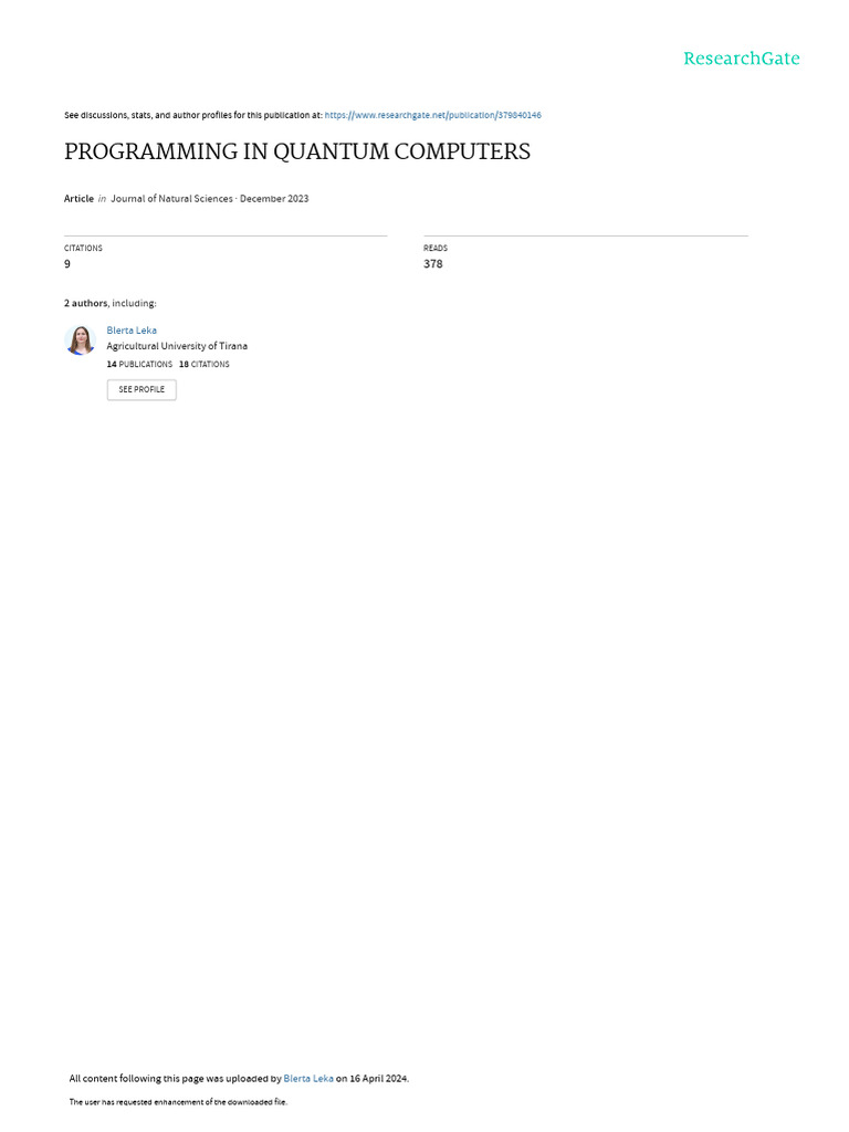 Blerta Mocka D Leka FSHNDhjetor2023 | PDF | Quantum Computing | Theoretical Computer Science