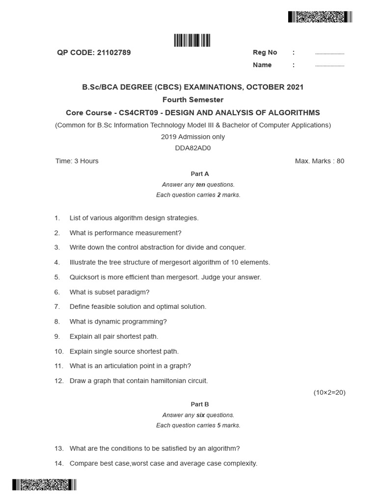 Design and Analysis of Algorithms | PDF | Algorithms | Computer Science