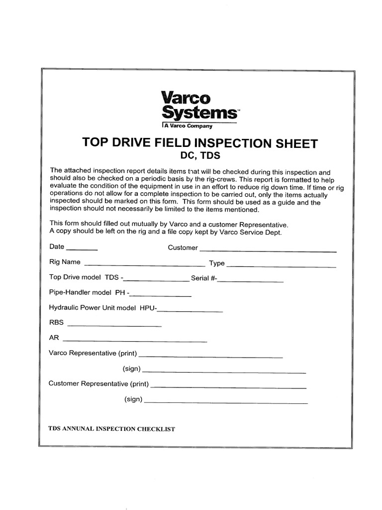 TDS Inspection DC TDS | PDF