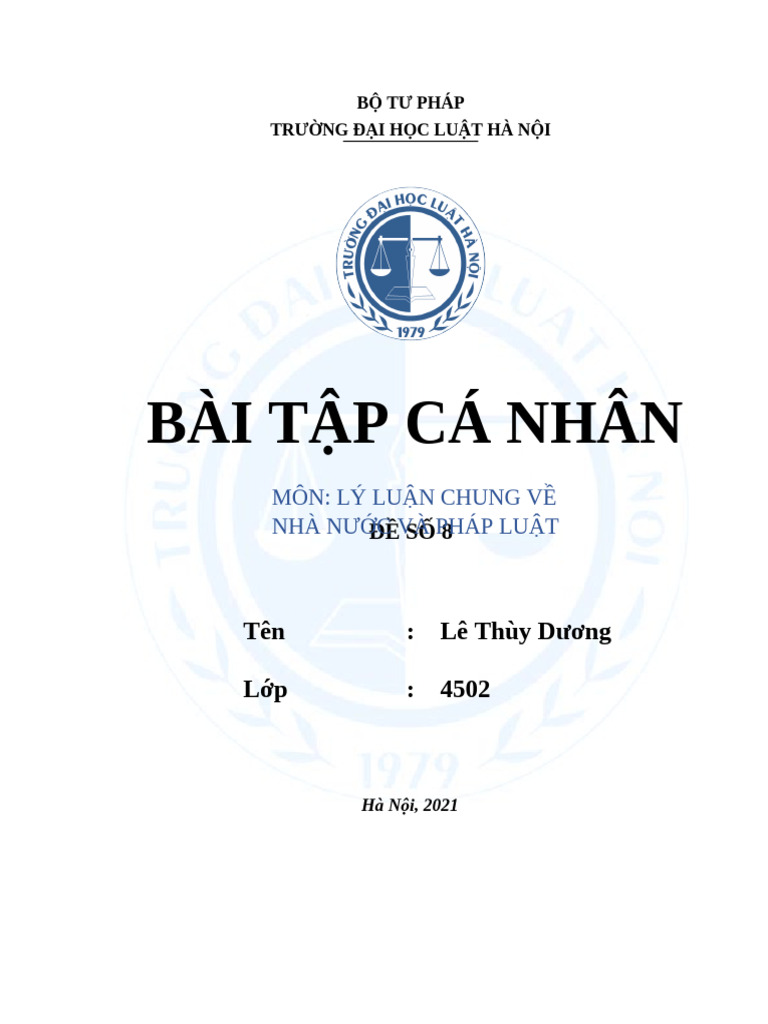 BT Cá Nhân Lý Luận Chung Nnpl | PDF