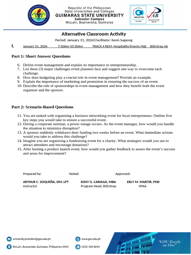 24-1 Alternative Classroom Activities | PDF