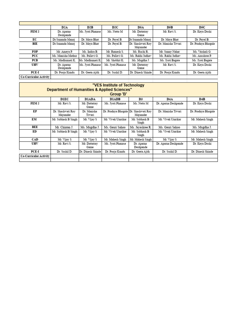 FE Shared Timetable - 2024-2025 - Sem II | PDF