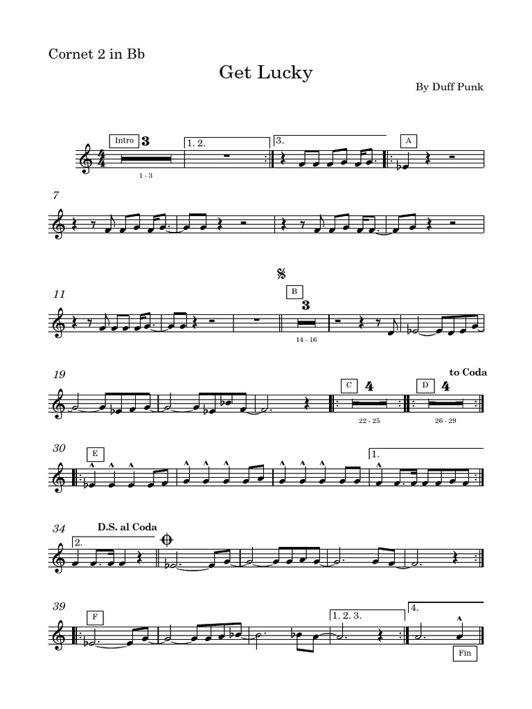Get Lucky - Cornet 2 in BB | PDF