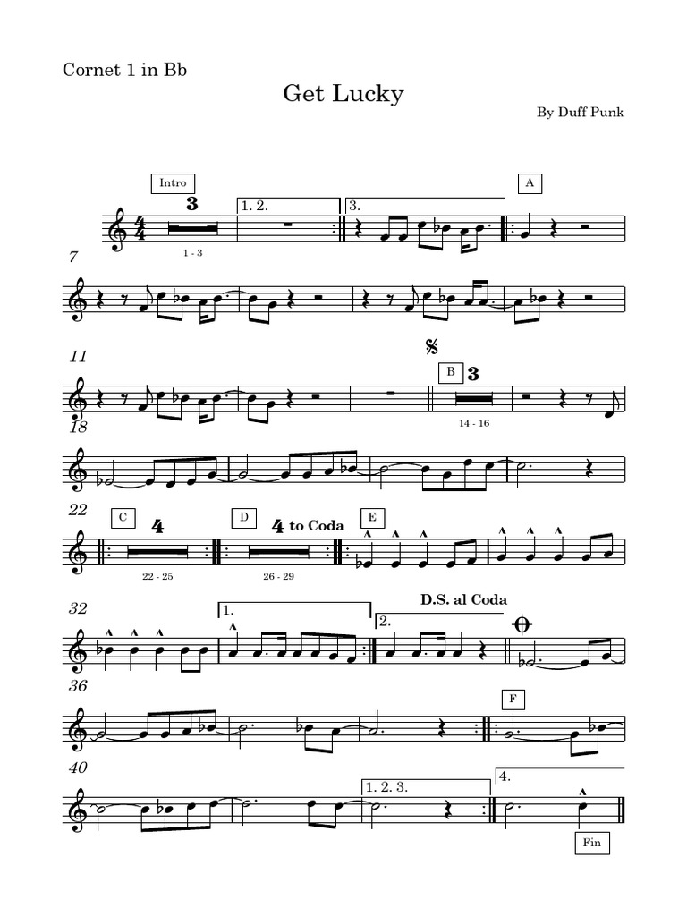 Get Lucky - Cornet 1 in BB | PDF
