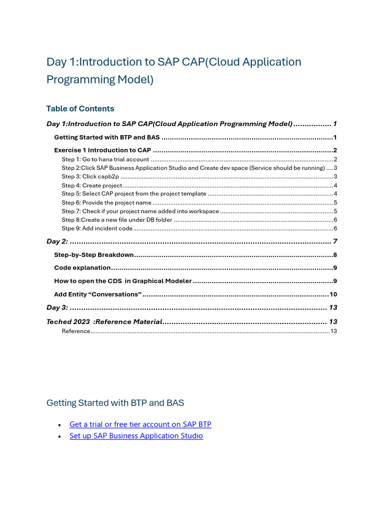 Day 2 Exploring SAP CAP 1716297682 | PDF | Computing
