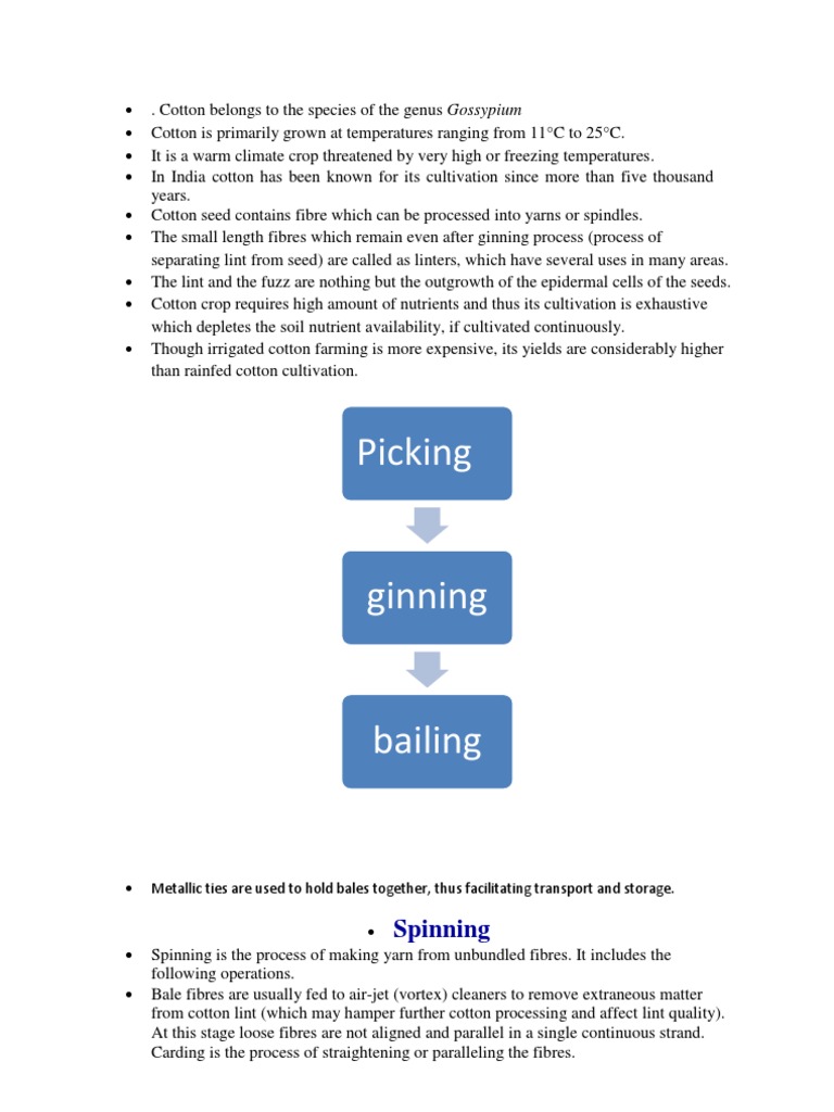 Technical Notes On Cotton | PDF | Cotton | Spinning (Textiles)