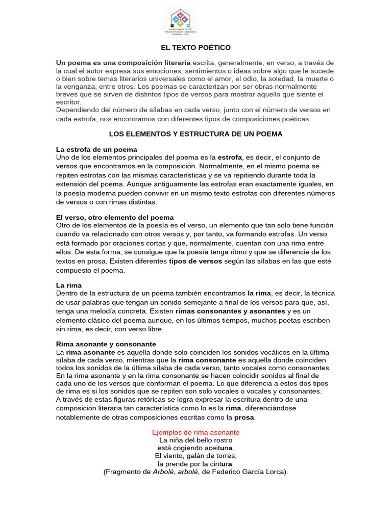 Estructura y elementos del poema | PDF | Poesía | Rima