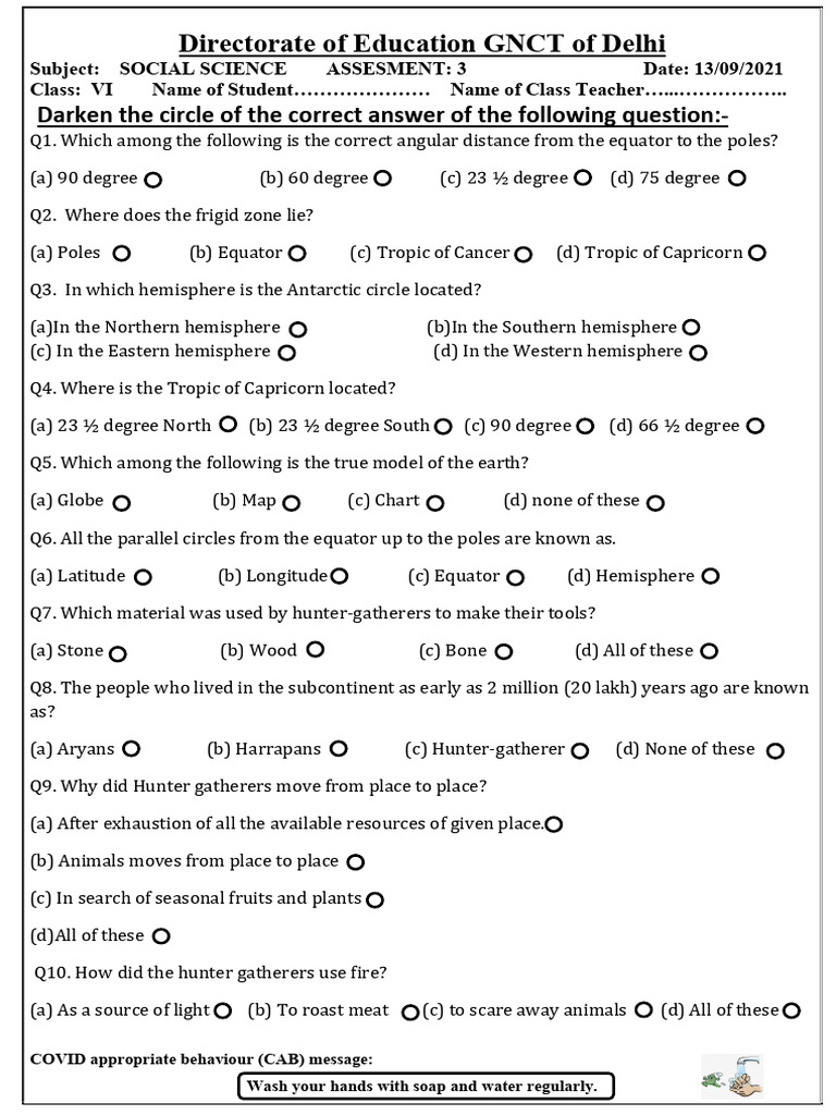 Class 6 Worksheet 2 | PDF