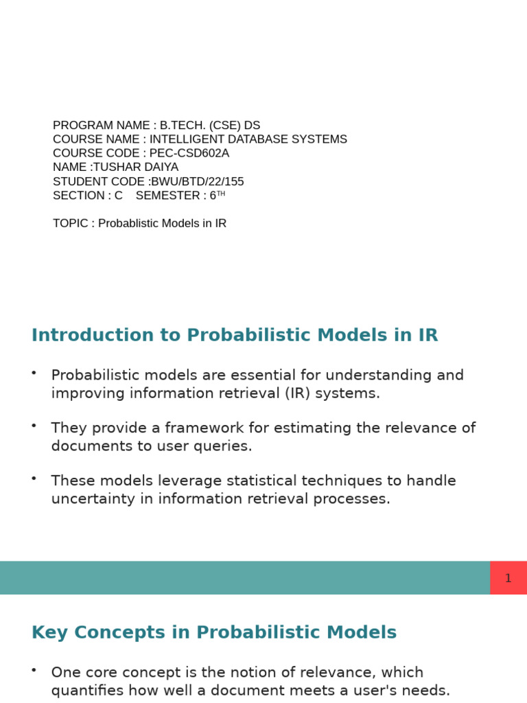Probabilistic Models in IR | PDF