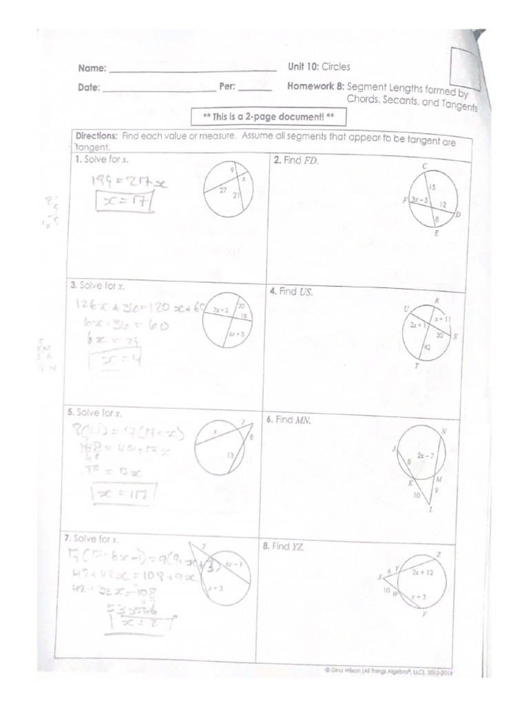 Unit 10 Circles | PDF