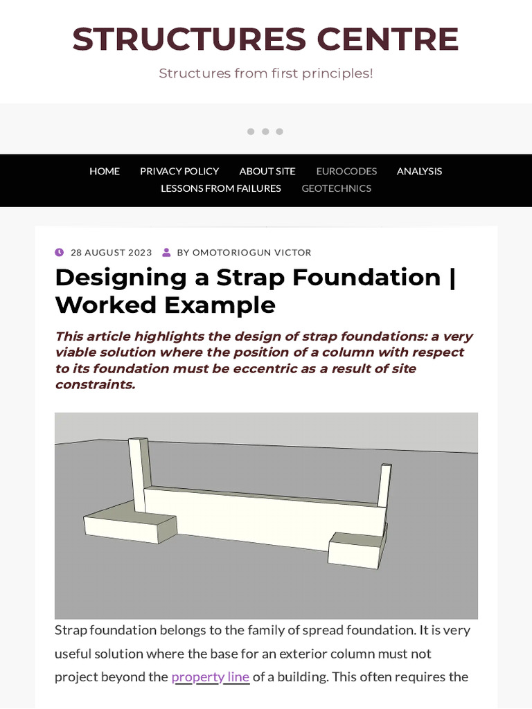 Designing A Strap Foundation Worked Example - ST2 | PDF | Beam ...