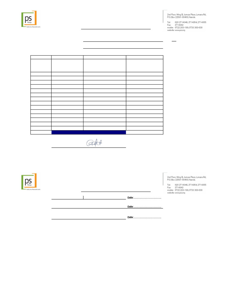 PS Kenya Per Diem Calculation Form | PDF