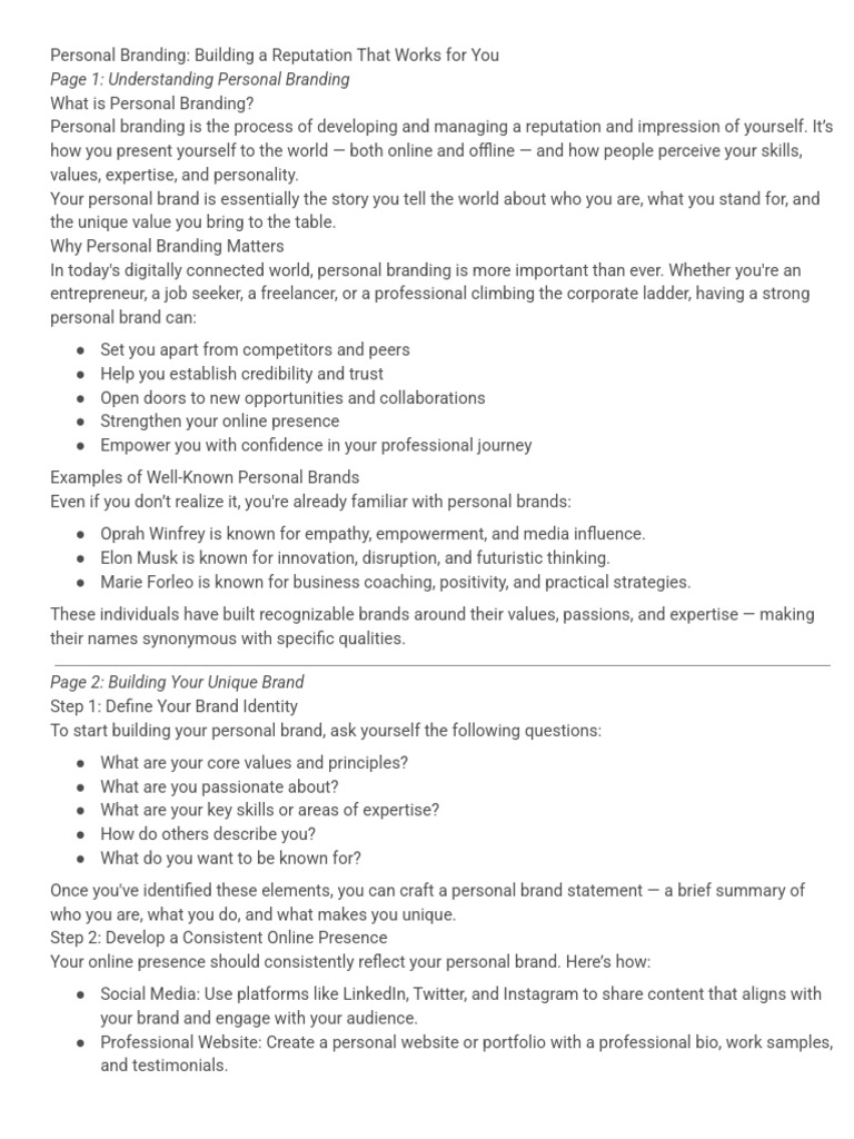 Building Your Personal Brand Identity | PDF | Brand | Credibility