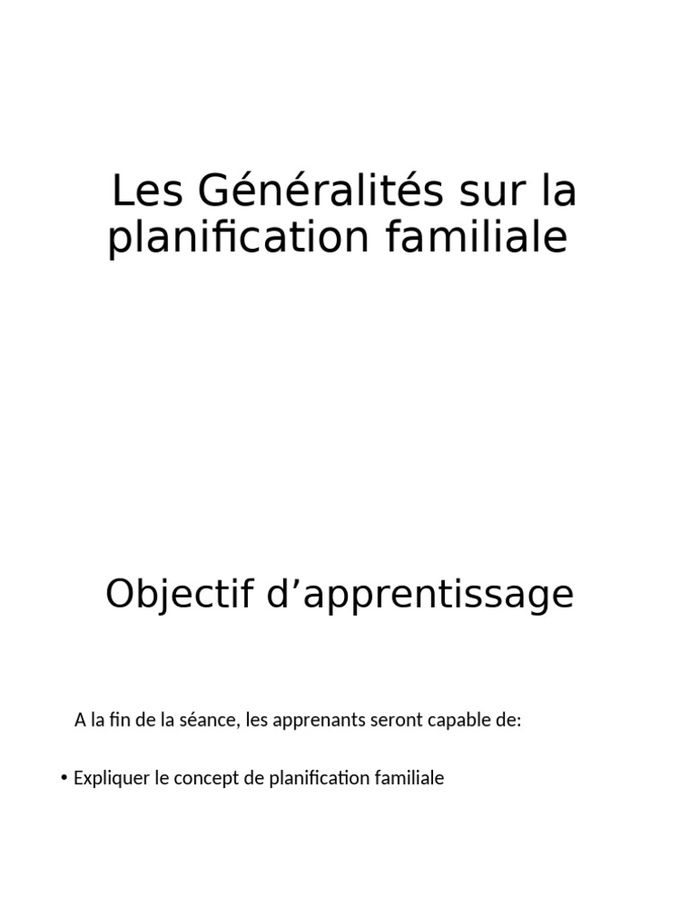 Généralités sur la planification familiale | PDF | Planning familial ...