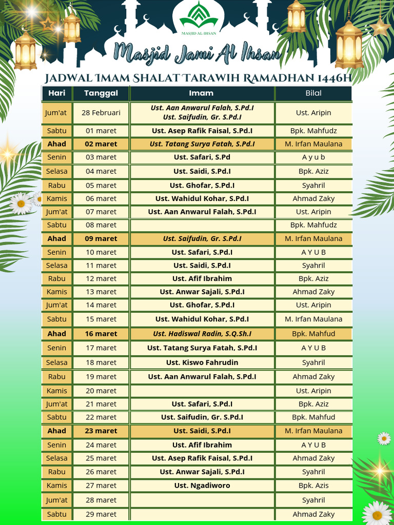 Biru Elegan Jadwal Imam & Khatib Jumat A4 Dokumen - 20250228 - 215828 ...