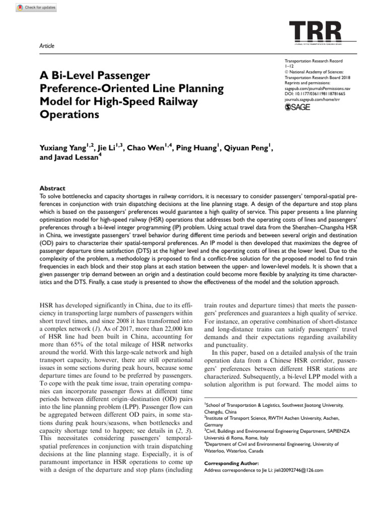 (TRR)A Bi-Level Passenger Preference-Oriented Line Planning Model for High-Speed Railway ...