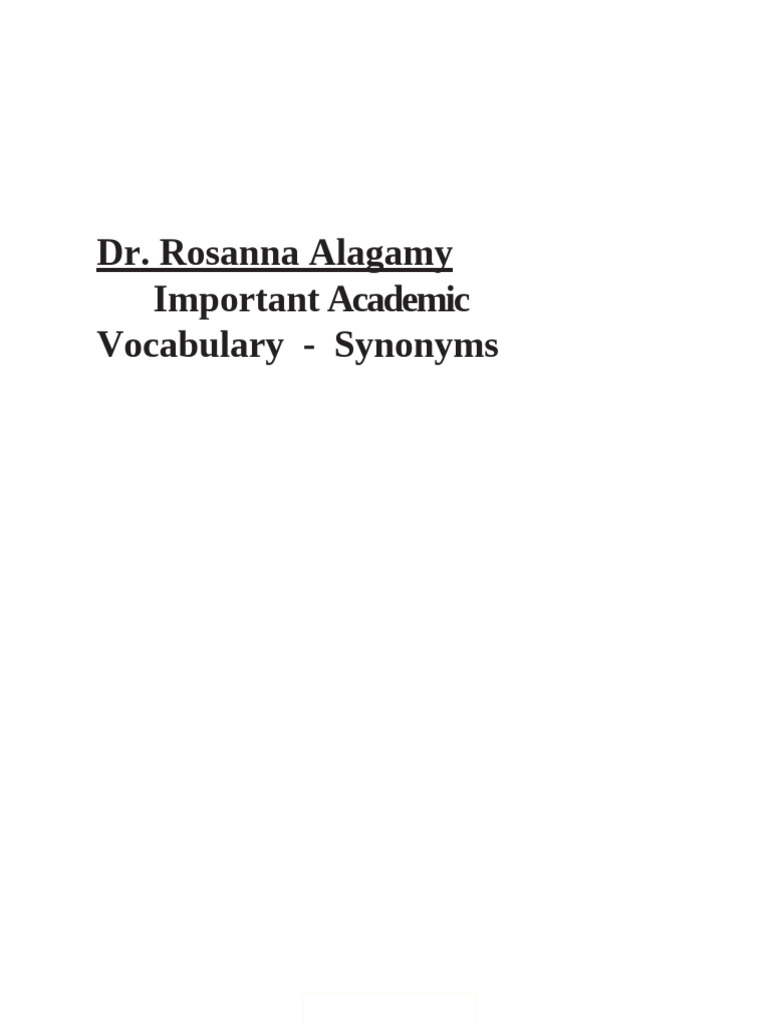 Essential Academic Vocabulary Synonyms | PDF | Coast