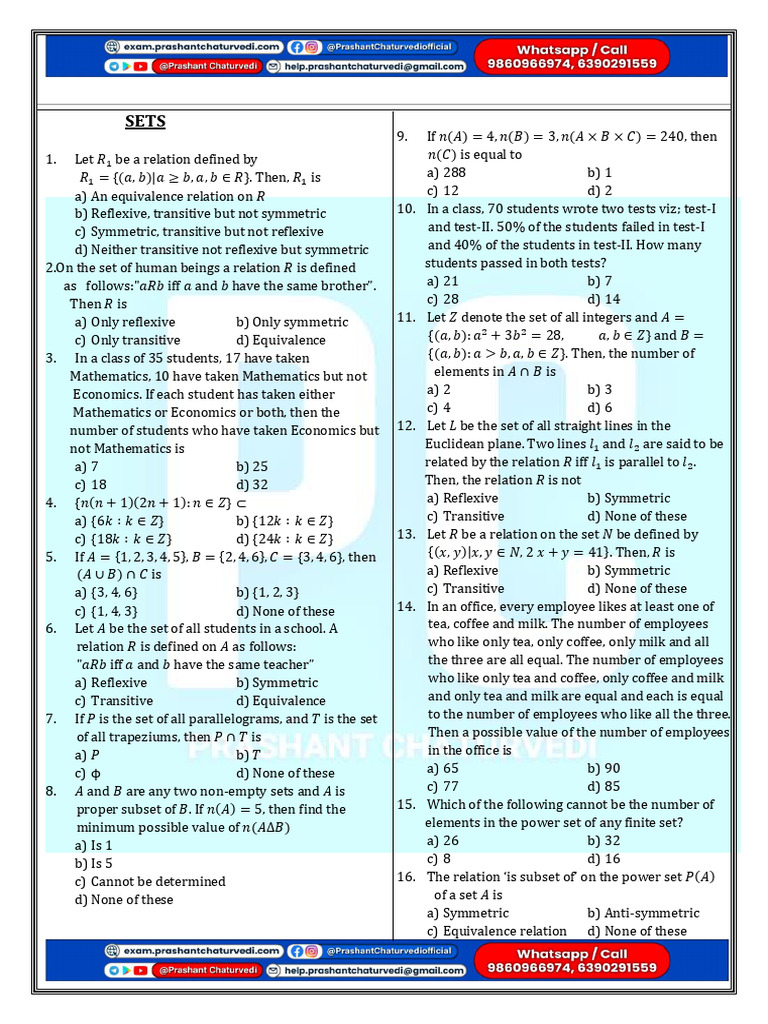 Set Theory Assignment PDF (Mathematics) | PDF | Inequality (Mathematics) | Mathematics