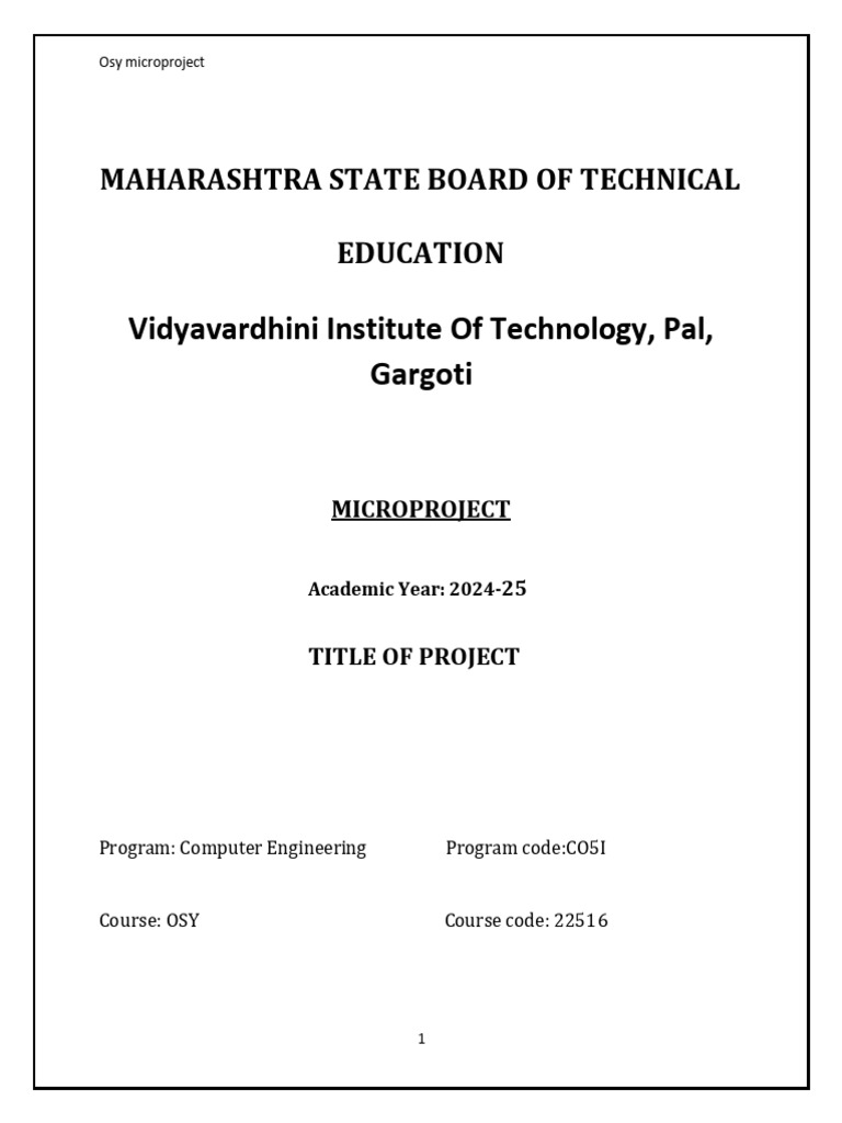 OSY Microproject | PDF | Shell (Computing) | Command Line Interface