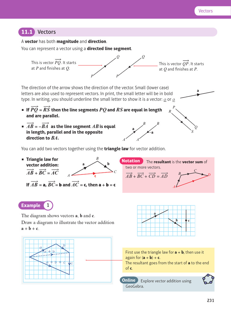 Unit18 or ASunit11 Vectors | PDF | Euclidean Vector | Elementary Geometry